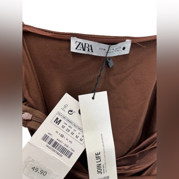 Zara | Dresses | Zara Effect Brown Slip Midi Dress | Poshmark